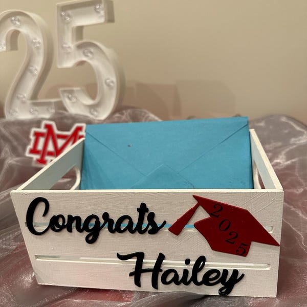 Personalized Graduation Card Box, Custom Wooden Graduation Gift Box ...
