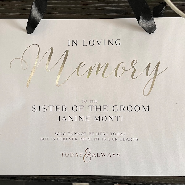 In Loving Memory Wedding Sign, Reserved Seat Tag, in Loving Memory Tag ...
