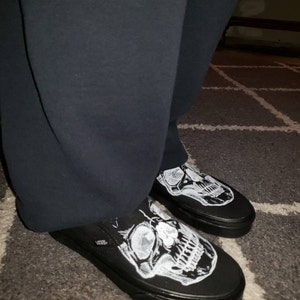 Custom Slip on Vans Skeleton Skull Head - Etsy