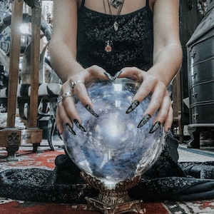 Cast A Spell Nailz, 24 Long Witchy Press on Nails, Matte Black Satanic ...