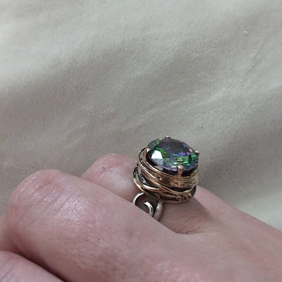 Color Changing Stone Cross Silver Ring, Multi Gemstone Ring, Old Style ...