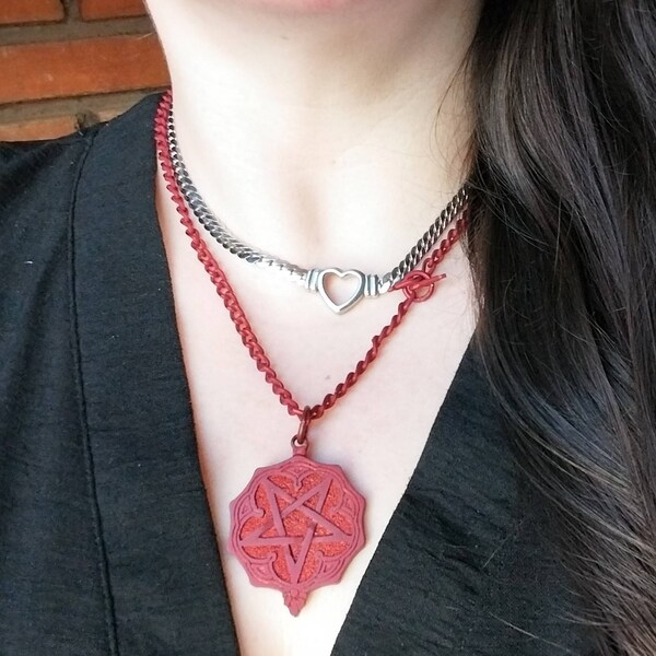 Silver Hendecagram Star Necklace , Chaos Anti Cosmic Energy Pendant ...