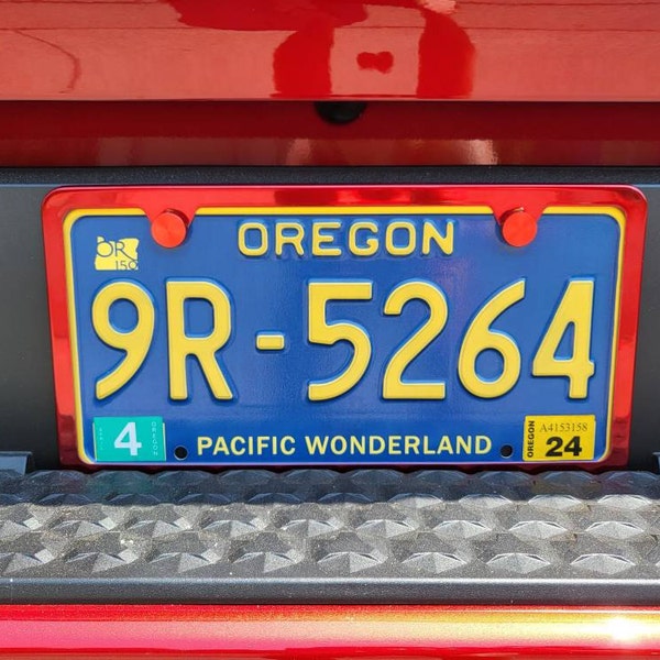 Powder Coated Red Stainless Steel License Plate Frame W/ Red Screw Caps ...