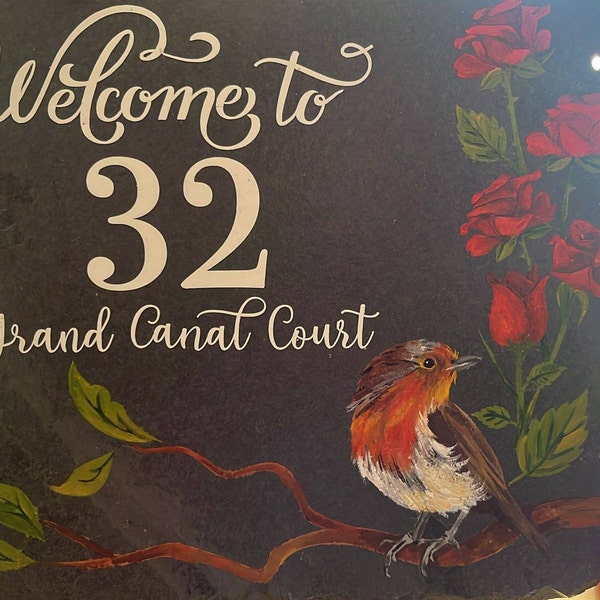 Rustic Door Number Sign, Robin Slate Door Sign, Door Number Plaque ...