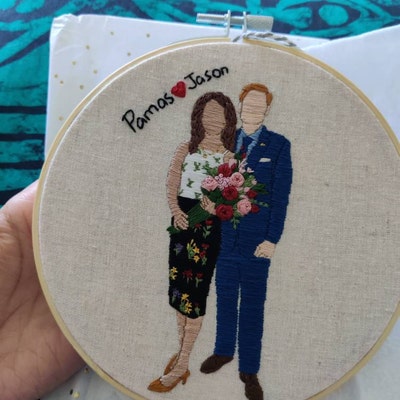 Custom Embroidered Portrait Family Portrait Friends Portrait ...