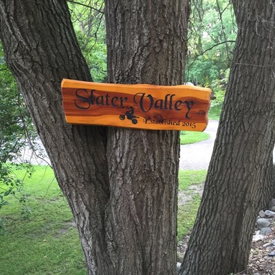 Cedar Sign 3ft Wide Wood Sign Rustic Cedar Slab Sign Custom Sign ...