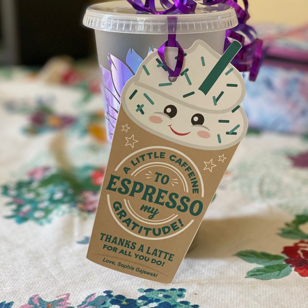 Coffee Thank You Gift Printable, Teacher Gift, Teacher Appreciation ...