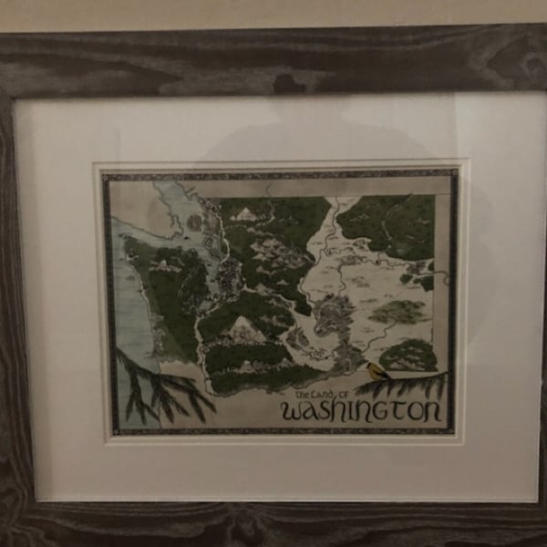 Washington Map - Hand-drawn Fantasy Map of Washington - 11x14 Print - Etsy