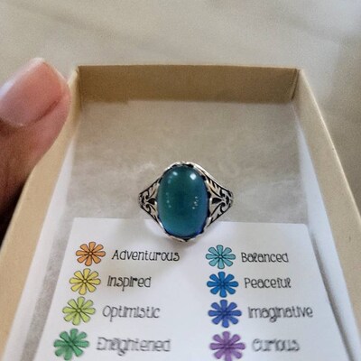 Mood Ring Silver Color Changing Ring Gypsy Jewelry Boho - Etsy