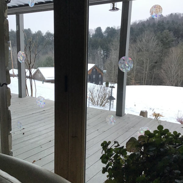 Circle Window Gems: Prismatic Static Clings, Prevent Bird Collisions ...