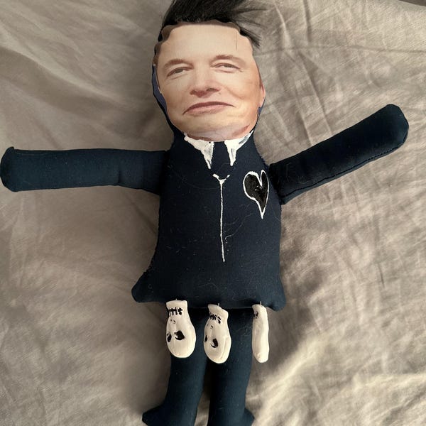 Handcrafted Elon Musk Voodoo Doll – Unique Folk Art With Skull Pins for ...
