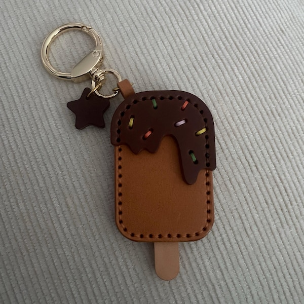 Chocolate Ice Cream Key Holder Keychain Purse Charm Genuine Leather ...