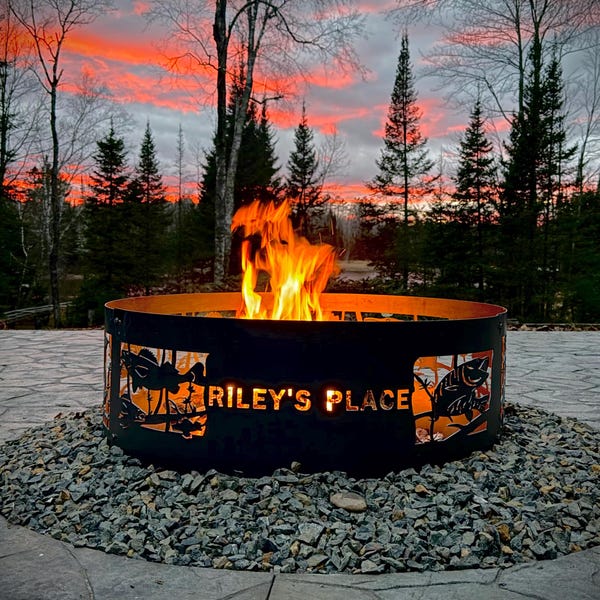Fishing Hole Fire Pit Ring, 16" Tall, Heavy Duty, Gift for Fisherman ...