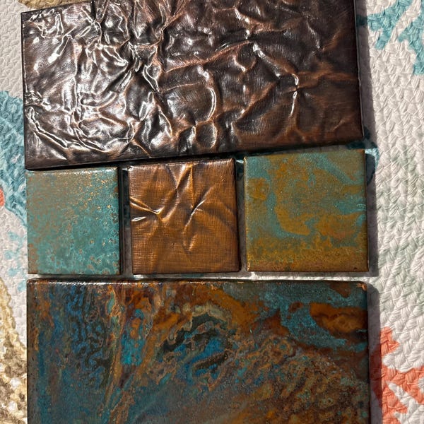 4”x12” Galactic Metallic Copper Tile Kitchen Backsplash Border With ...