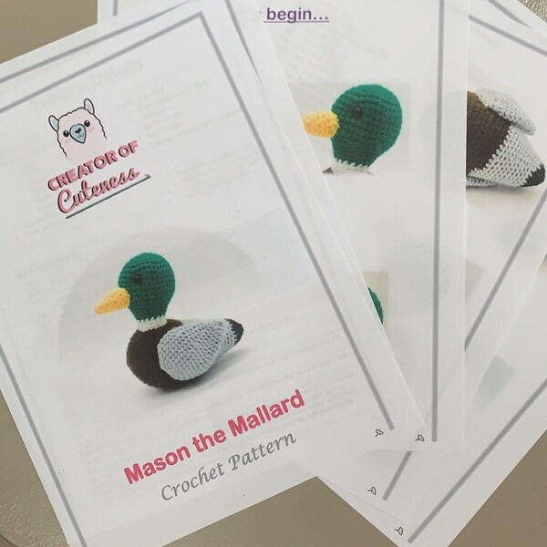 Crochet Mallard Pattern: *mason the Mallard* Adorable Duck Amigurumi ...