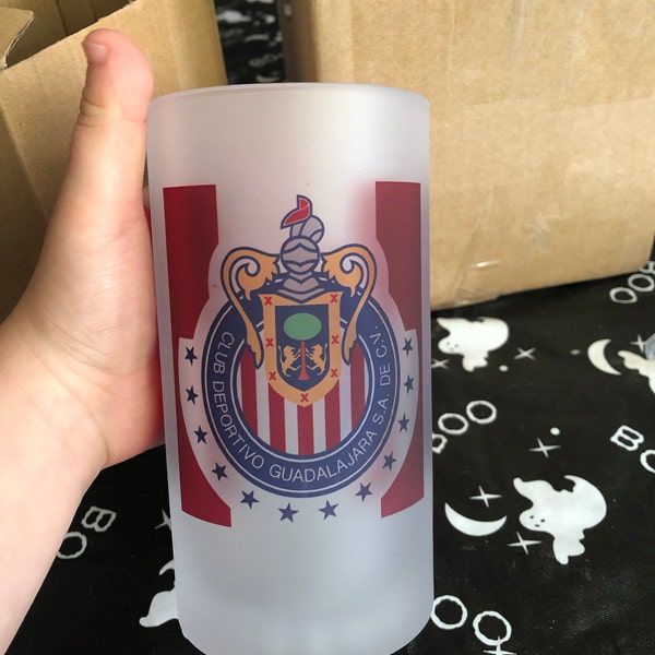 Chivas De Guadalajara Custom 16oz Frosted Glass Beer Mug. Tarro ...
