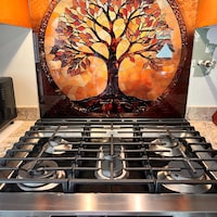 Tempered Glass Backsplash-life of Tree Backsplash Tiles-metal ...