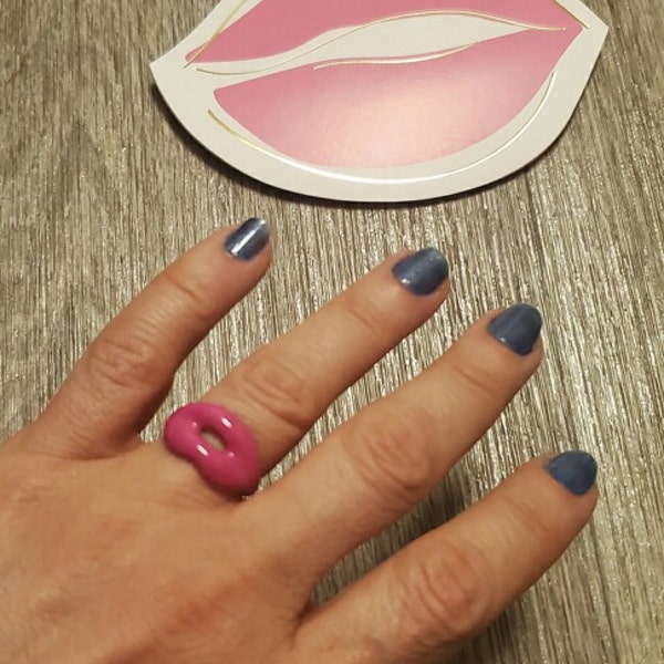 Paper Lips Hot Pink and Red Full Glitter Wall Art for Home Office or ...