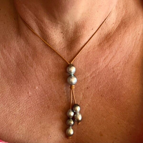 Peacock Paperclip Tahitian Pearl Necklace | Hawaiian Pearl Jewelry ...