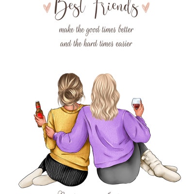 Best Friend Personalized Print Custom Friend Prints Best - Etsy