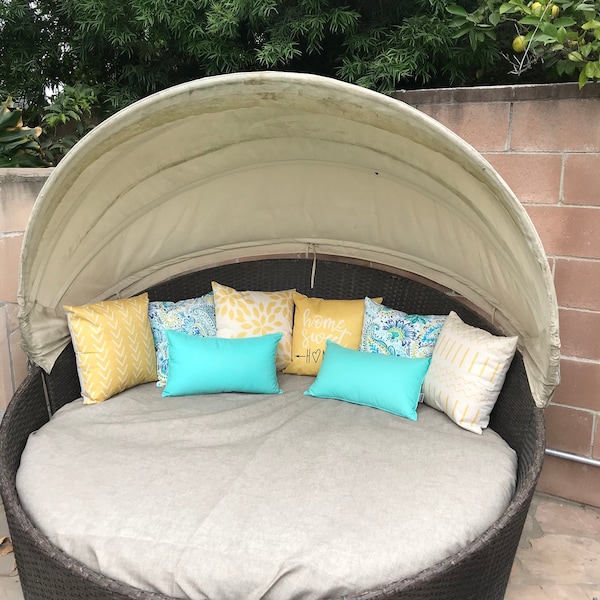 Round Outdoor Daybed Drawstring Cover - Daybed Cover - Washable ...