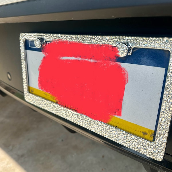 Clear Daisy Flower Crystal Sparkle Auto Bling Rhinestone License Plate ...