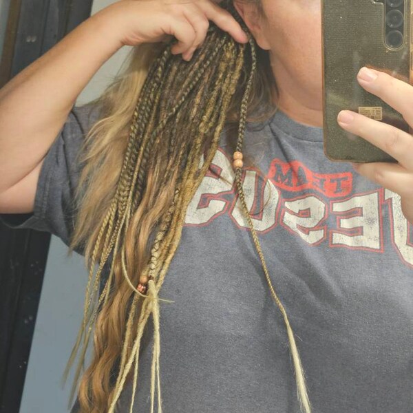 Pink Сurly Dreads / Beige to Pink Ombre Dreadlocks / Full Head DE & SE ...