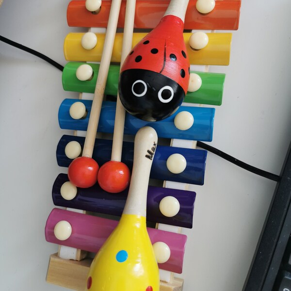 Personalised Customised Mini Wooden Maracas Box Baby Rattle Shaker ...