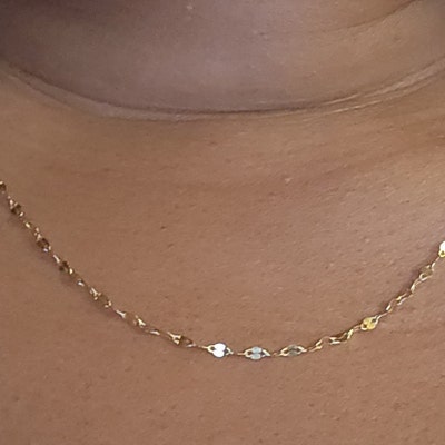 14K Gold Sparkle Chain Necklace / Diamond Cut Gold Necklace / Glitter ...