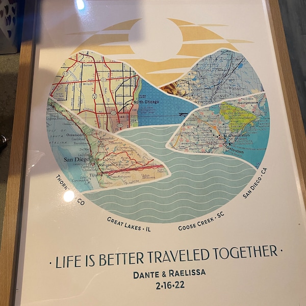 Personalized Journey Map™ Print: 2-8 Locations Mountain Wall Art ...