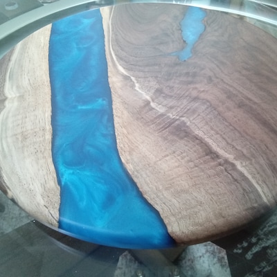 Customizable Walnut & Epoxy Lazy Susan Dark Wood Home Decor Perfect ...