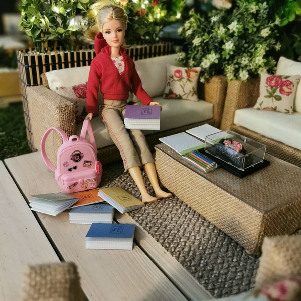 Miniature School Books and Pencils, Stationary, 1/6th Scale School ...