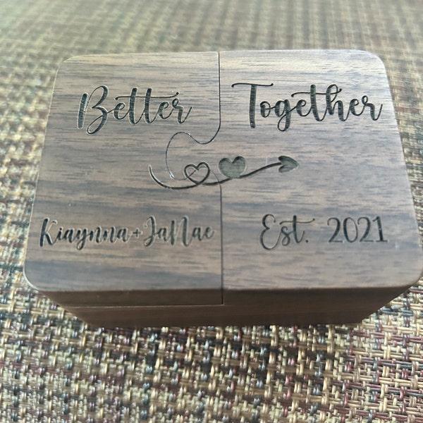 Wooden Ring Puzzle Box, Personalized Better Together Ring Box, Engraved ...