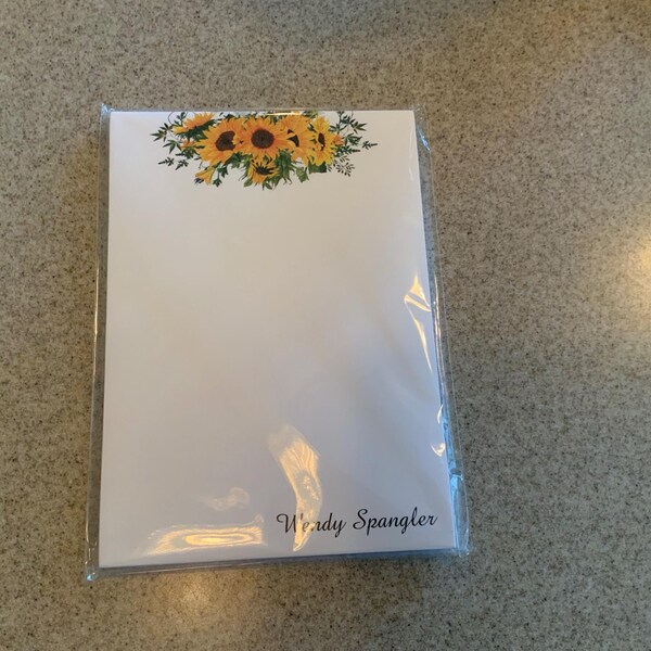 Personalized Notepad, SUNFLOWER, Floral Notepad, Personalized ...