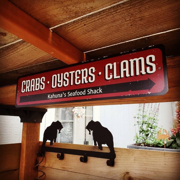 Seafood Shack Sign, Lobsters Oysters Clams Sign, Personalized Kitchen ...