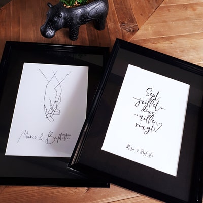 Intertwined Hands Poster and Calligraphic Couple's First Names or Love ...