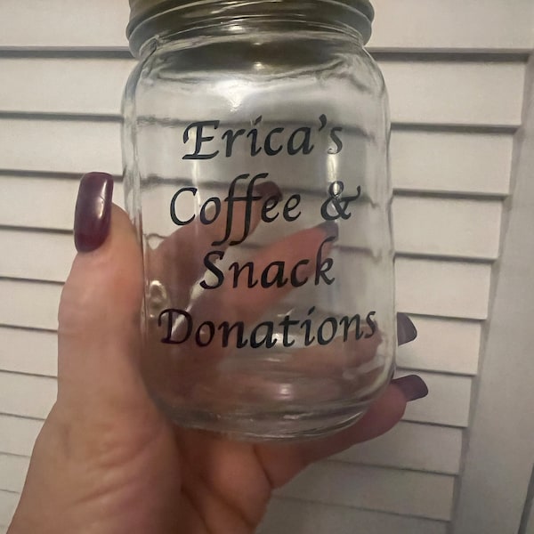 Custom Mason Jar Dollar Coin Money Slot Lid + Vinyl Text Vacation ...