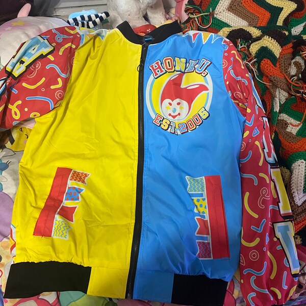 Clowncore Primary Colors Confetti Cotton Canvas Jacket Colorful Bright ...