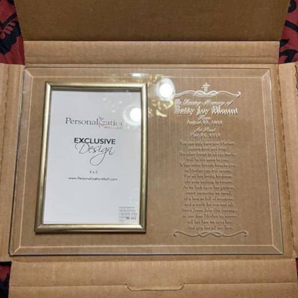 Memorial Sentiment Engraved Glass Frame, Custom Memorial Gifts ...