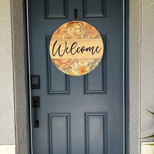 Spring Round Sign, Personalized Wood Sign, Round Wood Sign, Nursery ...