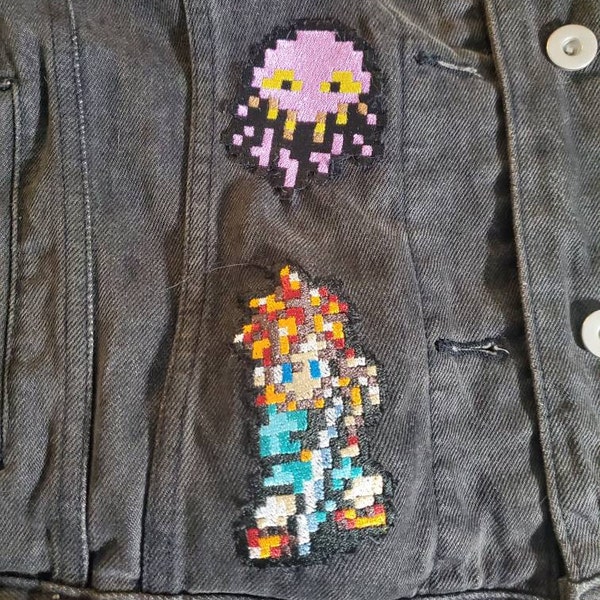 Pixel Art Final Fantasy 3 6 VI Ultros Shiny Metallic Embroidery Iron on ...