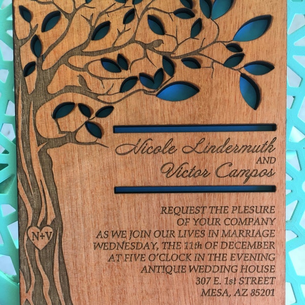 Tree Wedding Invitation, Wooden Forest Invitation, Laser Cut Invitation ...