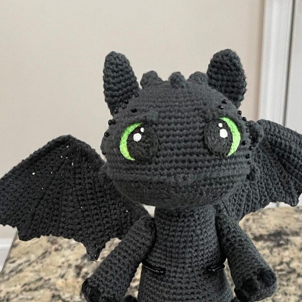 Toothless Dragon Crochet Pattern Pdf,black Amigurumi Night Fury Plush DIY, Beginner Amigurumi ...