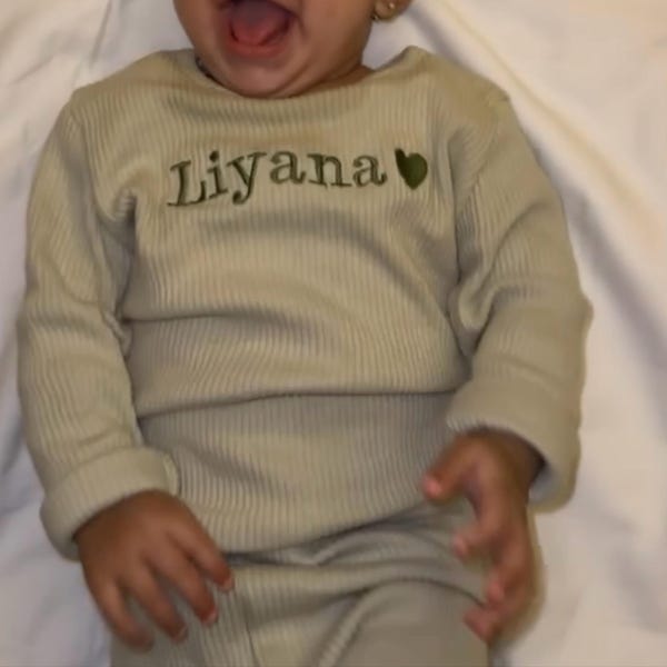 PERSONALISED Initials or Name Lounge Set Baby Toddler Loungewear Name ...