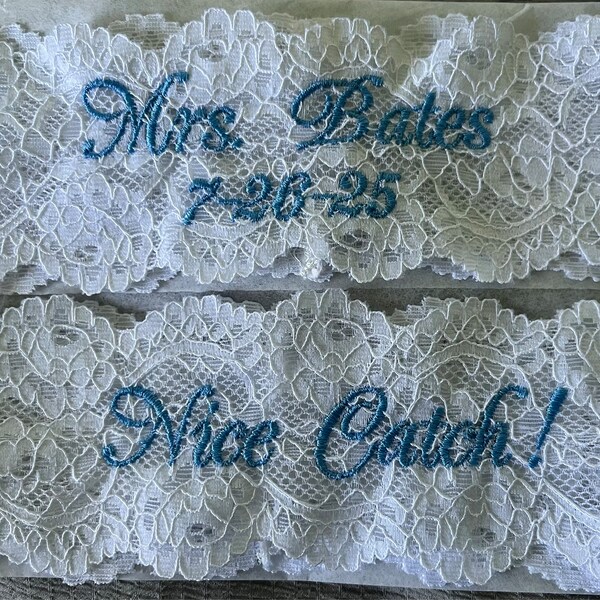 Wedding Garters Set or Single Personalized, Embroidered Bride Keepsake ...