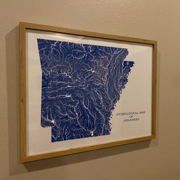 Arkansas Hydrological Map of Rivers and Lakes, Arkansas Rivers Poster ...