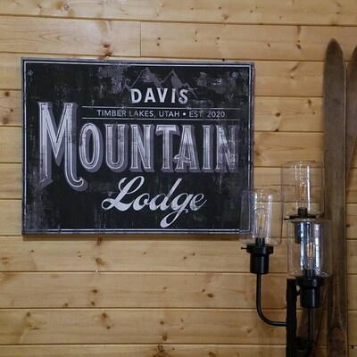 Rustic Wall Decor Family Sign, Log Cabin Mountain Ski Lodge Decor ...