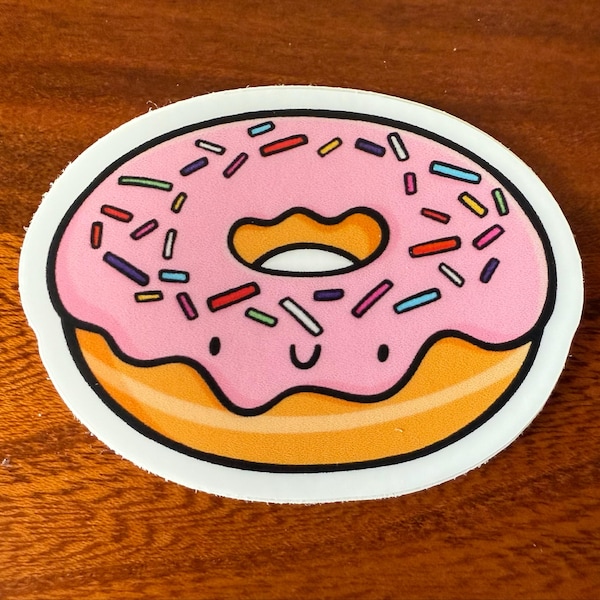 Mini Pink Donut Sticker | Waterproof Vinyl Sticker | Kawaii Desserts ...