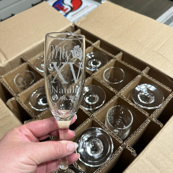 Mis Quince Años Copas Brindis Champagne Flutes - Set of 12 ...