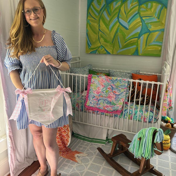 Custom Stork Baby Hospital Banner | Embroidered Birth Announcement ...